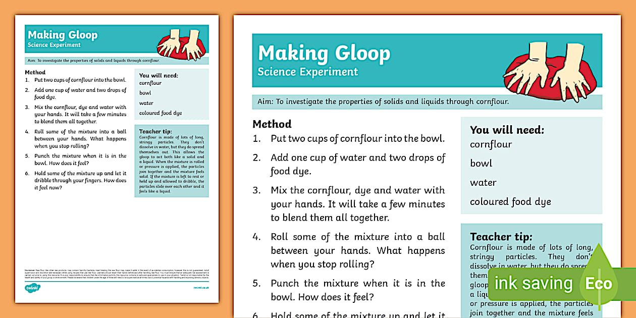 Making Gloop Science Experiment-Australia (teacher made)