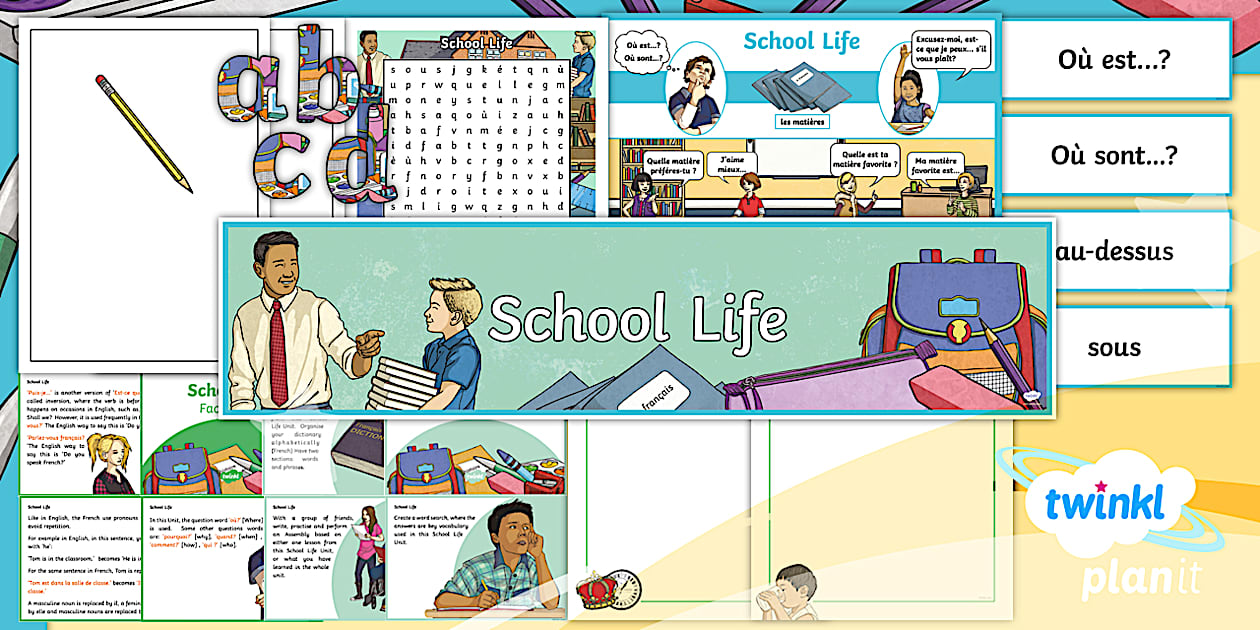 French: School Life Year 5 Additional Resources - Twinkl