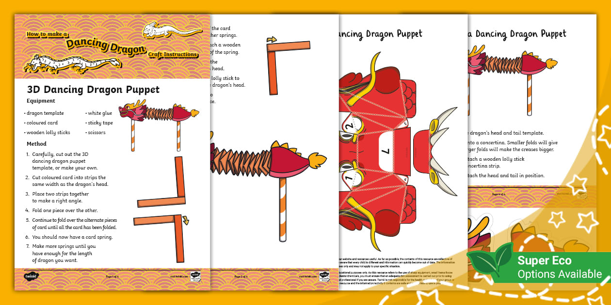 How to Make a Dancing Dragon Craft Instructions - Twinkl