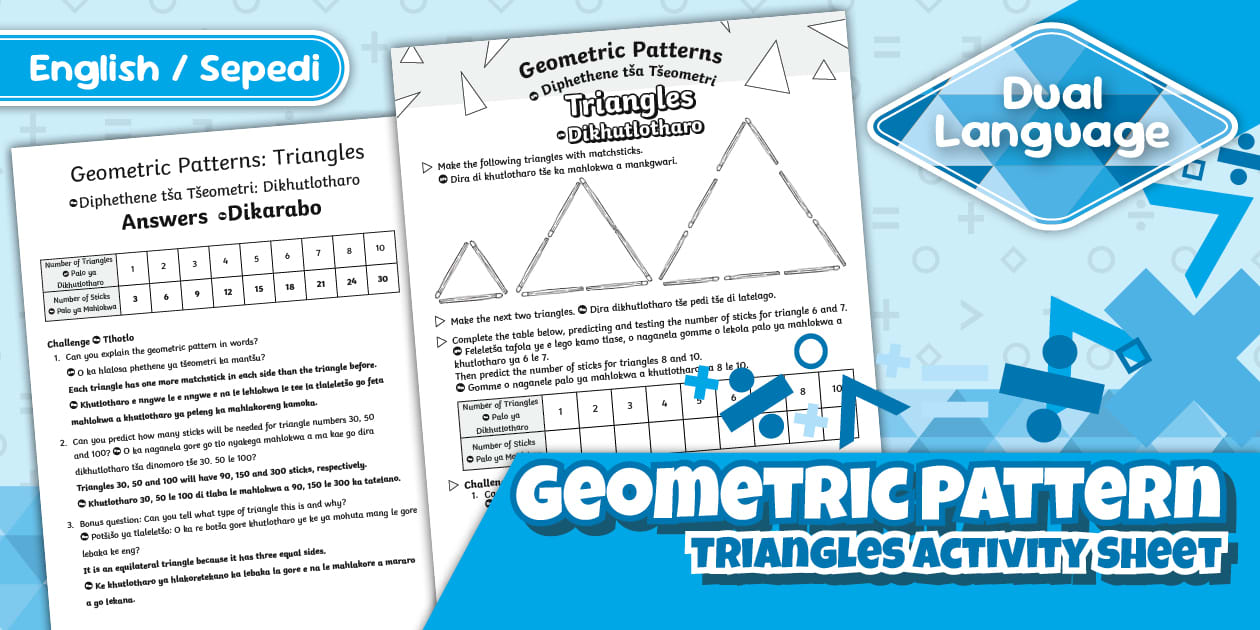 Grade 4 Maths Geometric Pattern: Triangles Sepedi/English