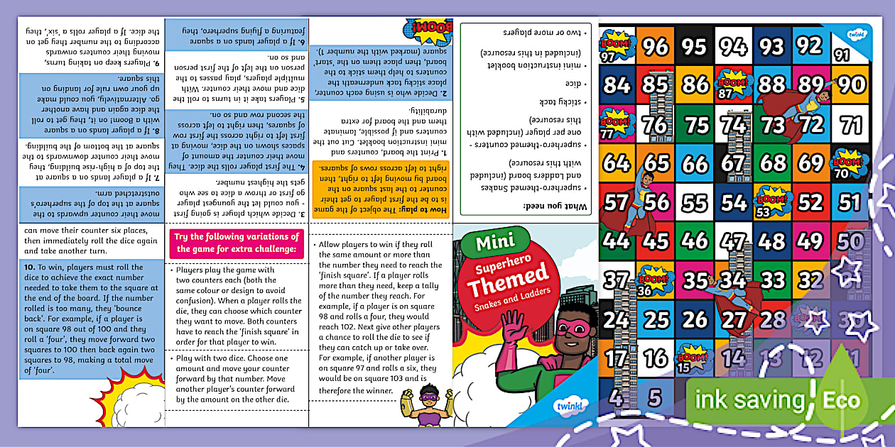 Mini Superhero-Themed Snakes and Ladders (teacher made)