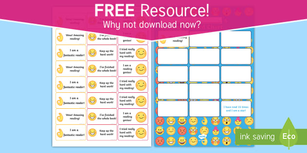 FREE! - 😊 Emoji Themed Reading Sticker Reward Chart