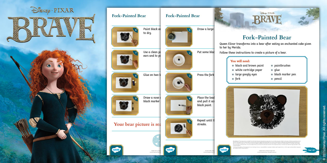 Brave: Fork-Painted Bear Craft Activity