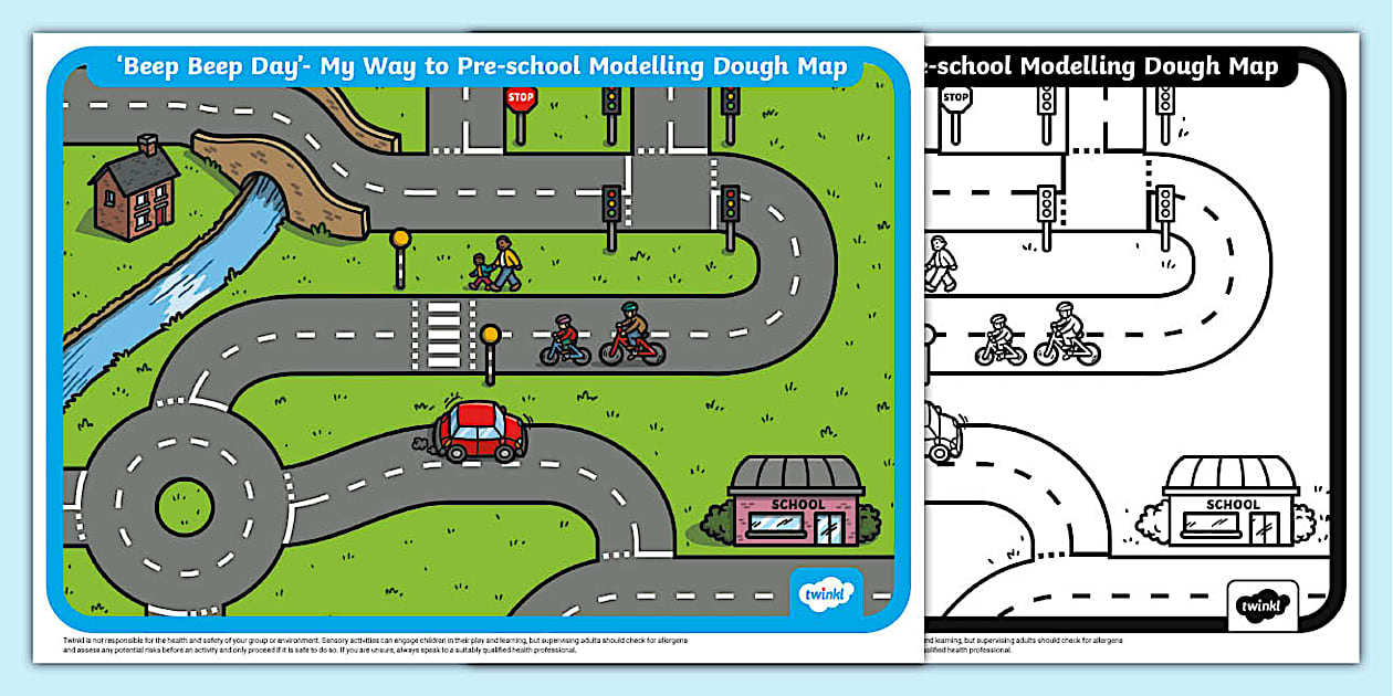'Beep Beep Day' - My Way to Pre-school Modelling Dough Map