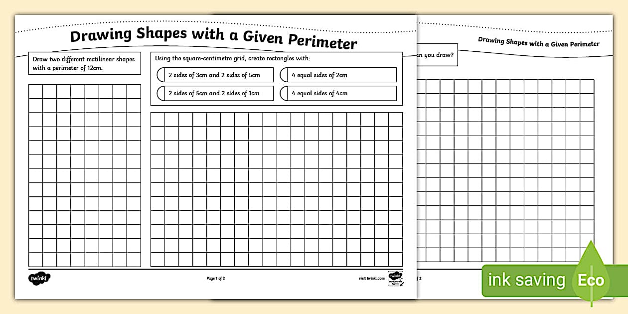👉 Drawing Shapes with a Given Perimeter Worksheet - Twinkl KS2