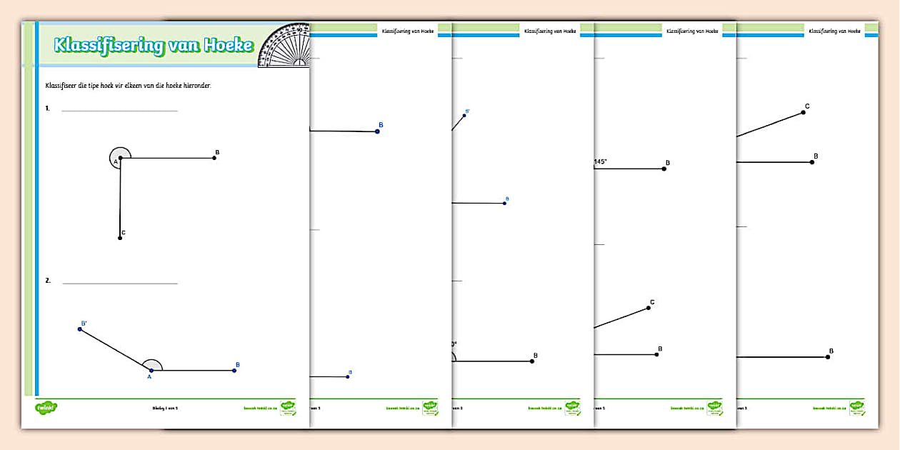Klassifisering van Hoeke: Aktiwiteitsblad - Twinkl