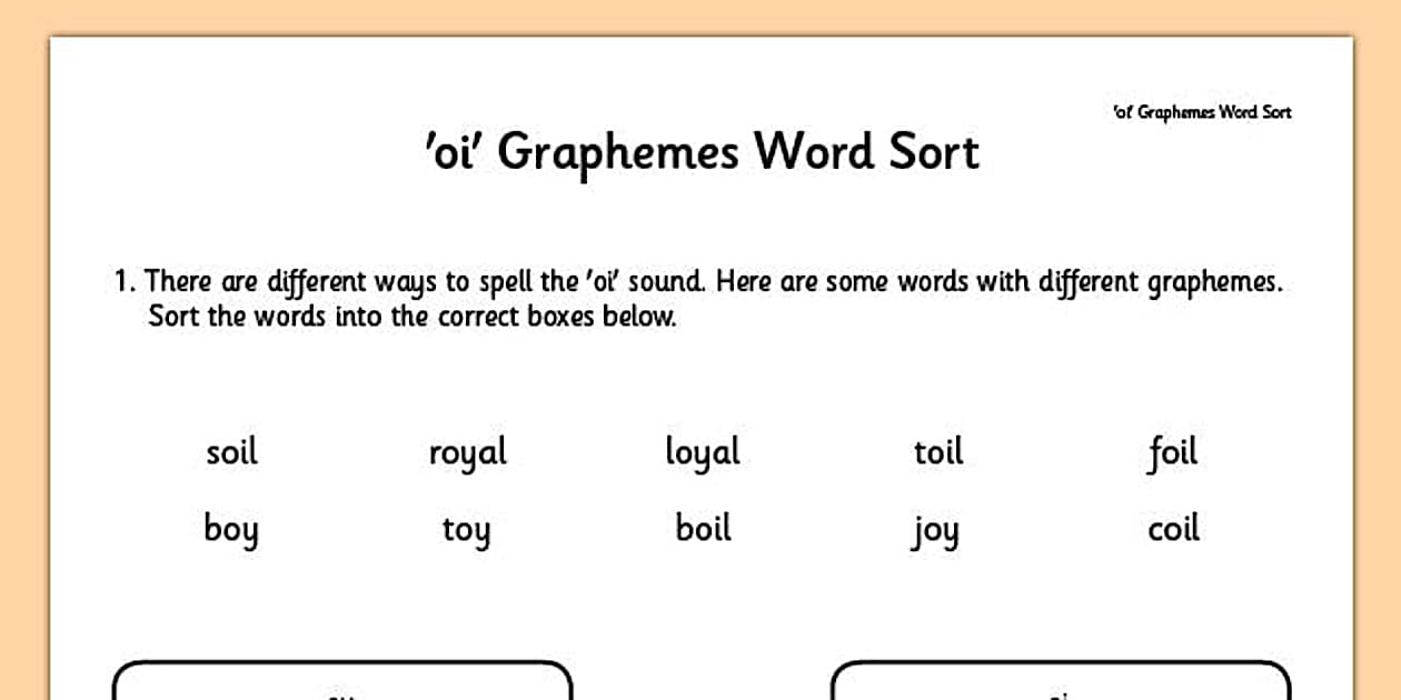oi Graphemes Word Sort (Teacher-Made) - Twinkl