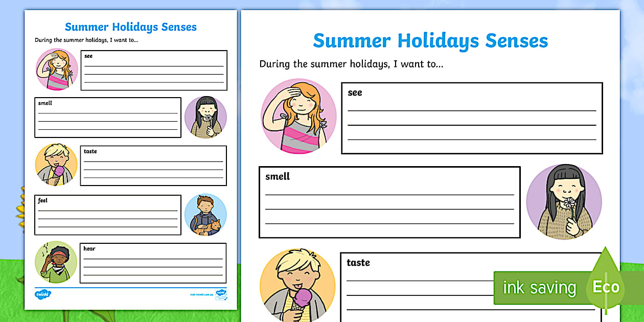 Holiday Senses Activity | Writing Worksheet | Twinkl