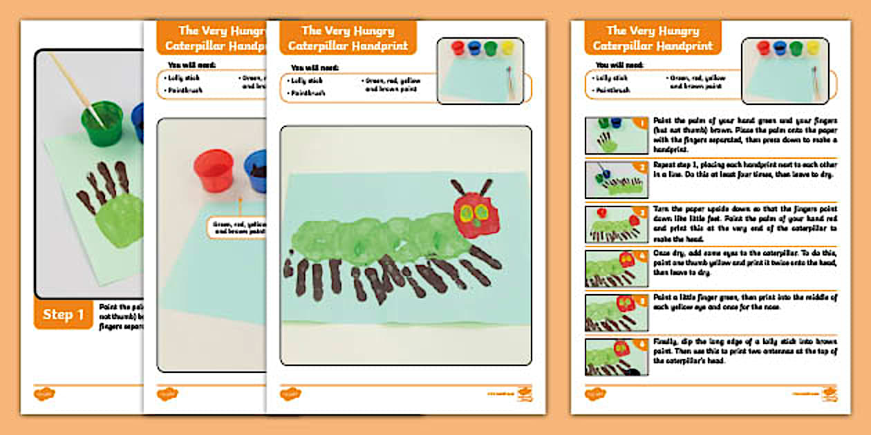 The Very Hungry Caterpillar Craft - Handprint Craft - Twinkl