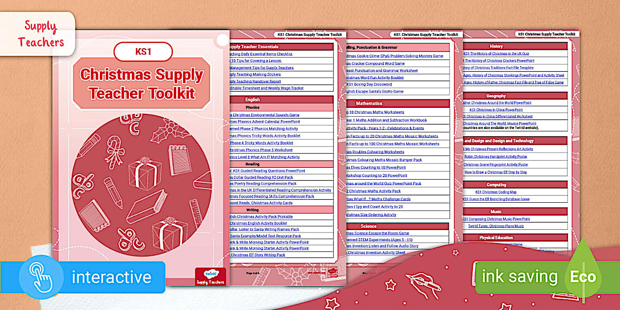 KS1 Christmas Supply Teacher Kit | Lesson Planning Toolkit