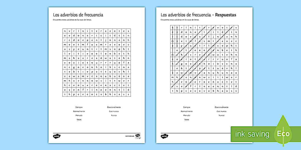 Adverbs of Frequency Word Search Spanish - Twinkl