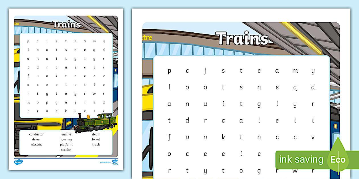 Trains Word Search (teacher made) - Twinkl