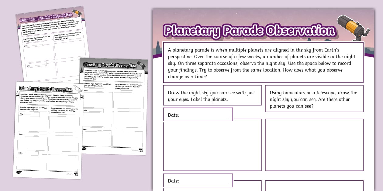 Planetary Parade Observation Worksheet (teacher made)