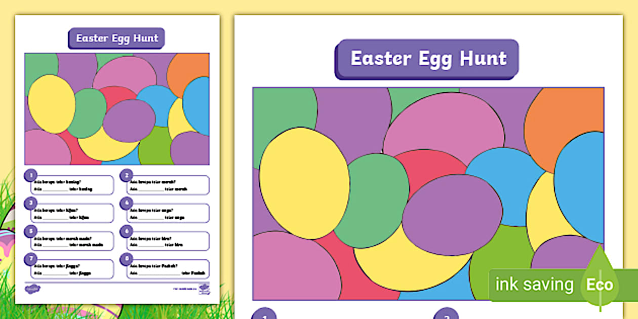 Easter Egg Hunt Counting Activity Indonesian