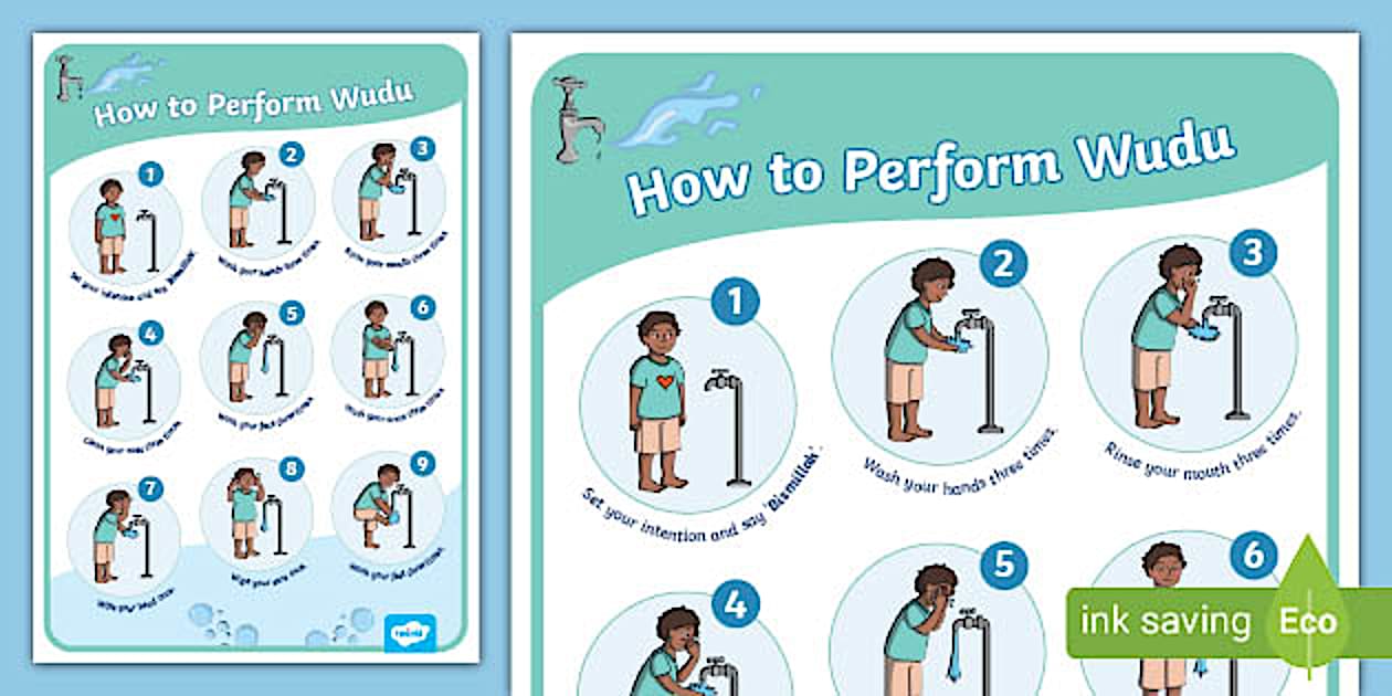 How to How to Perform Wudu Display Poster (Boy) - Twinkl