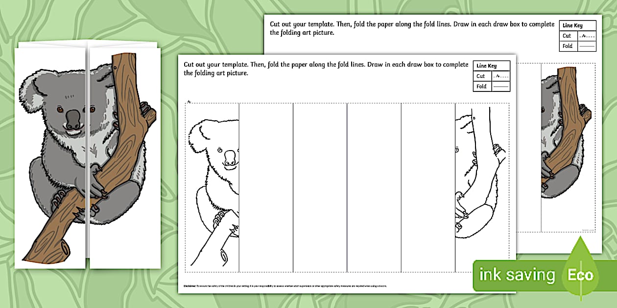 Koala Folding Art Template Twinkl Teaching Resources