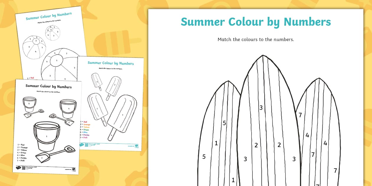 Summer-Themed Color by Number (Teacher-Made) - Twinkl