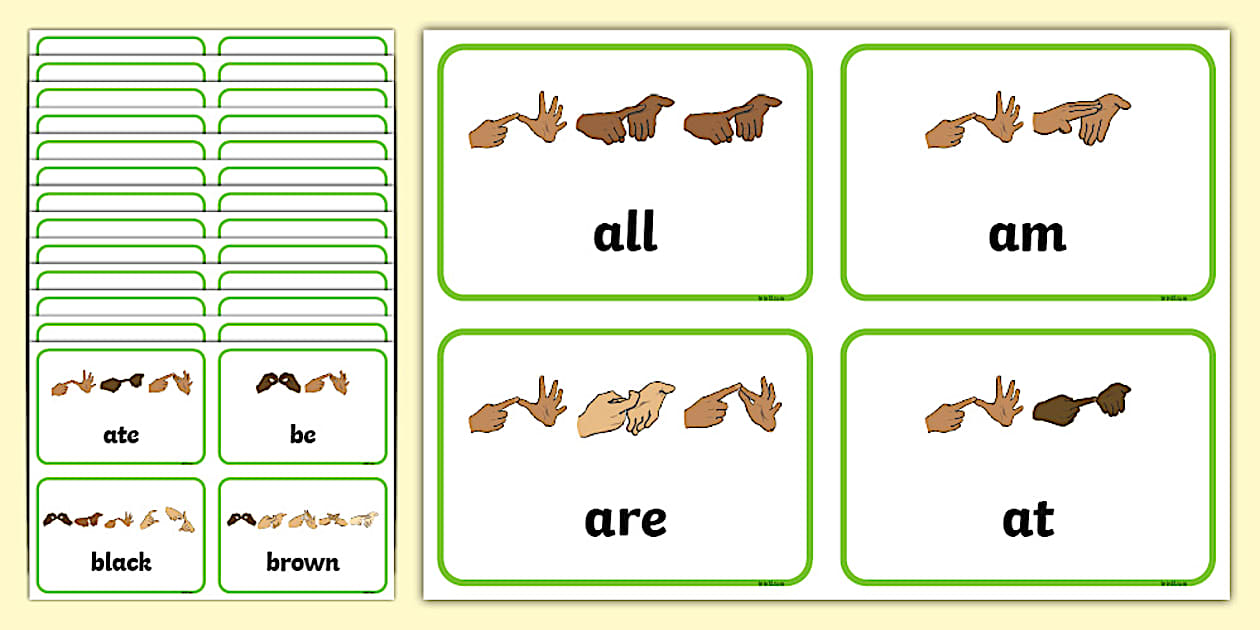 Primer Dolch List Sight Words with Fingerspelling Flashcards
