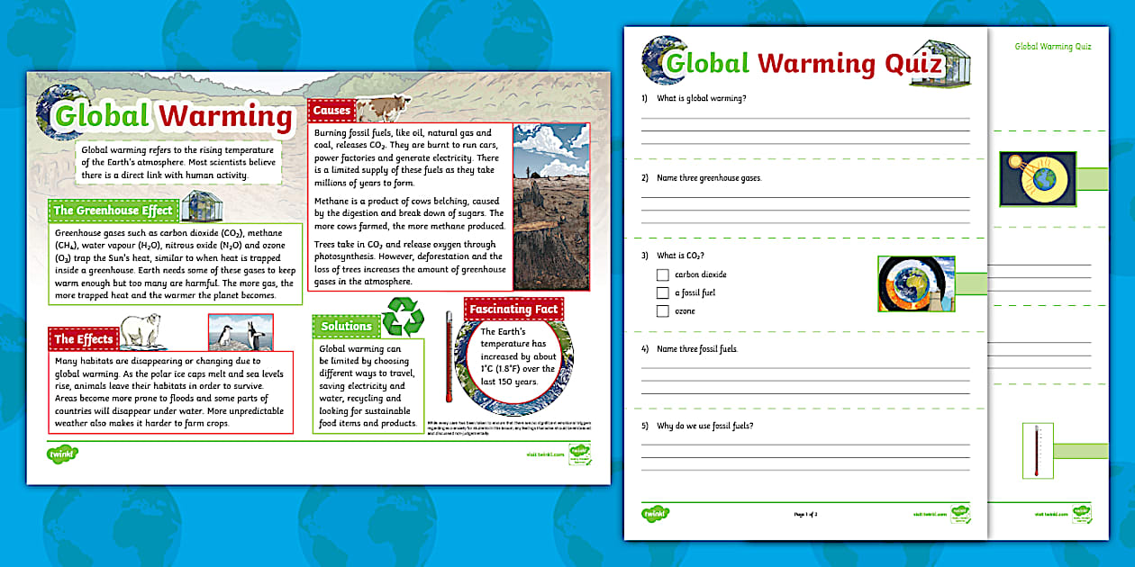 KS2 Global Warming Fact File and Quiz (teacher made)