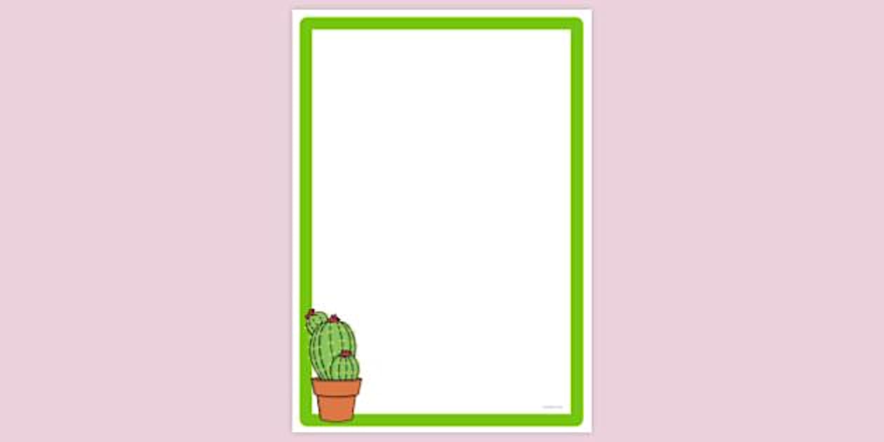 Simple Blank Cute Cactus Page Border | Page Borders | Twinkl
