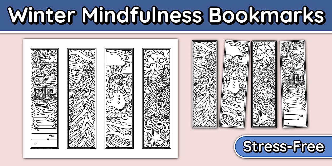 Winter Mindfulness Coloring Bookmarks