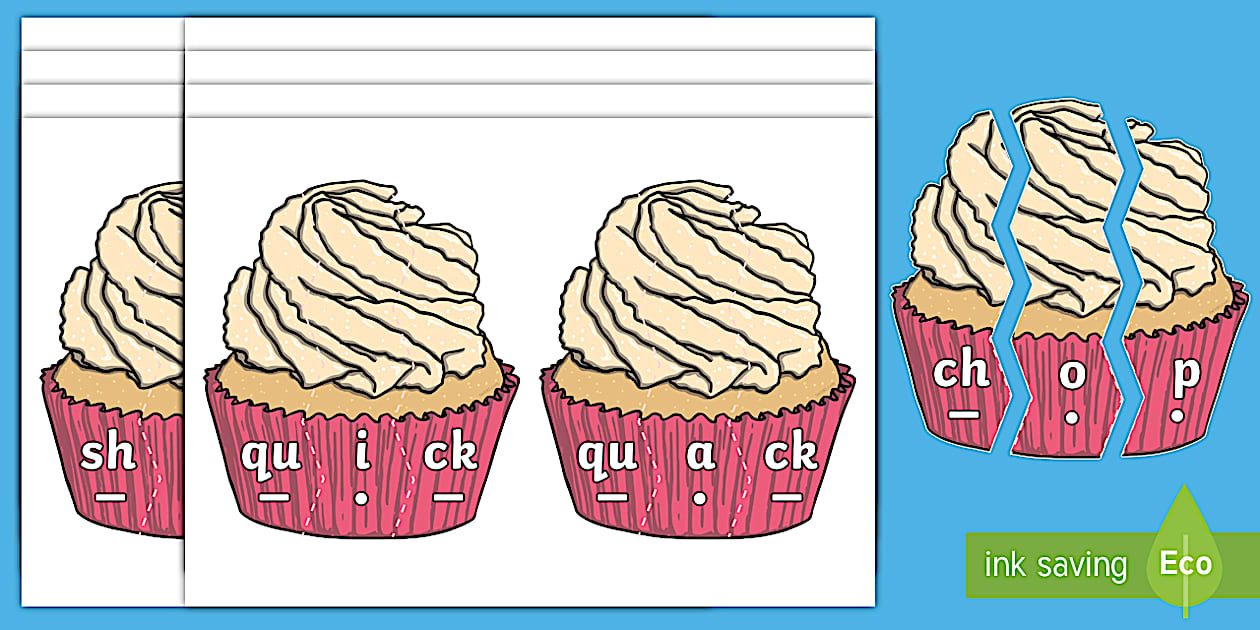 Phase 3 Digraphs on Cupcakes (Teacher-Made) - Twinkl