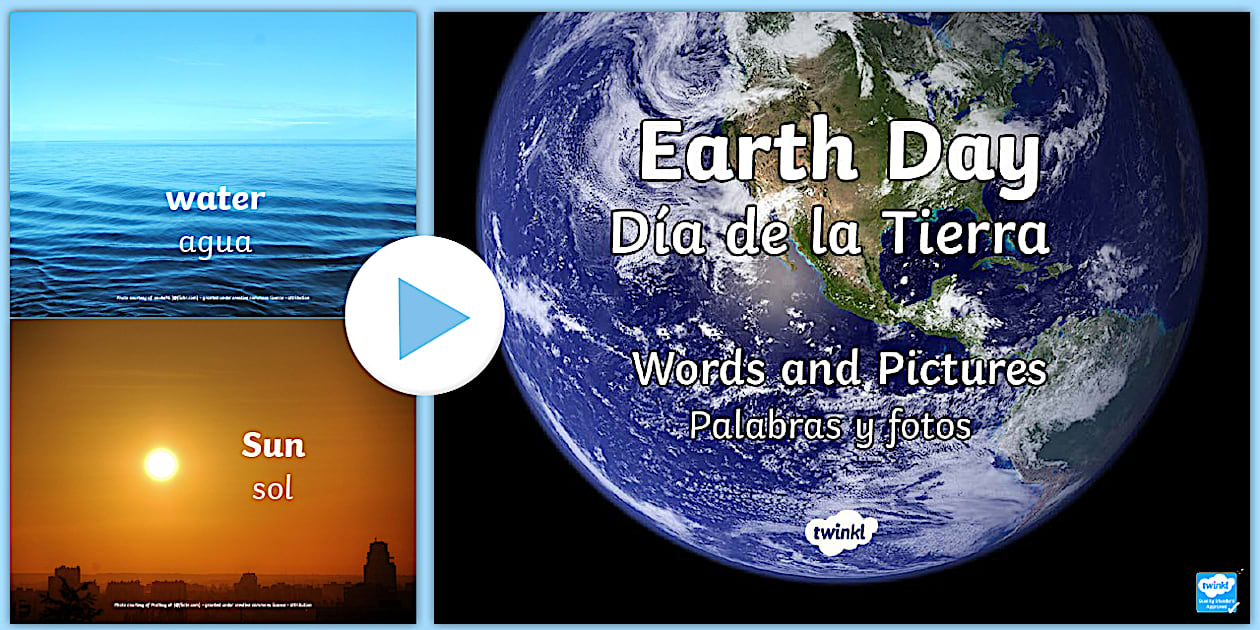 Earth Day Words and Pictures PowerPoint English/Spanish