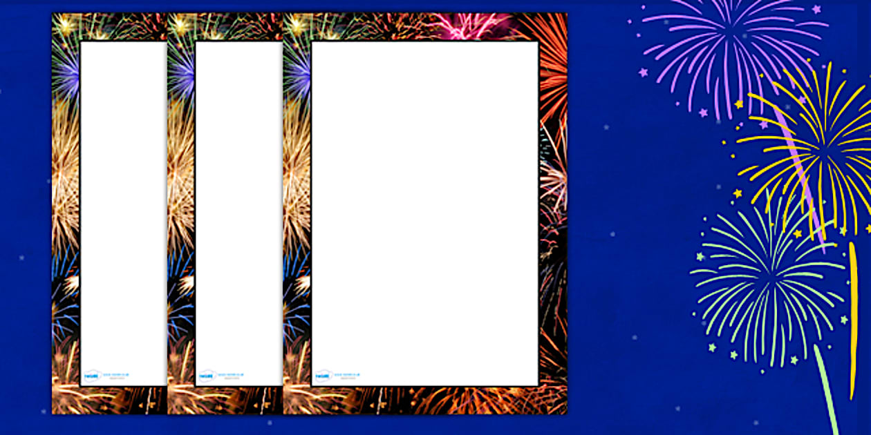 Editable Firework Photo Page Borders (teacher made) - Twinkl