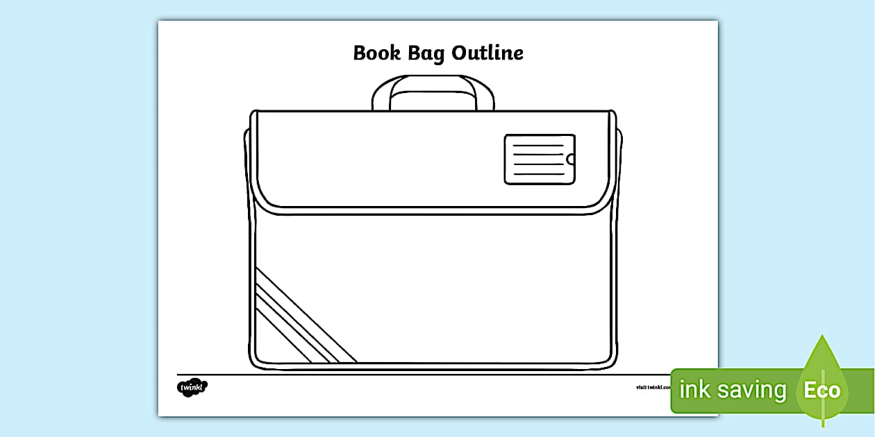 Book Bag Outline Colouring Sheet (teacher made) - Twinkl