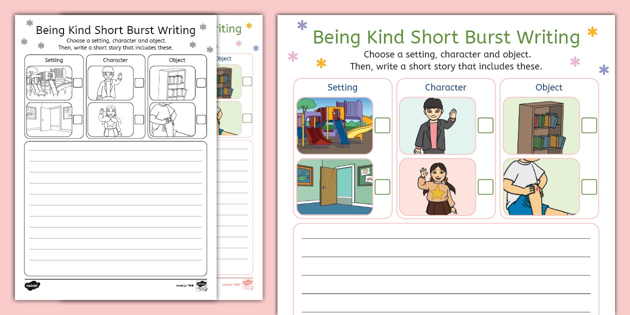 Being Kind Short Burst Writing Template (Teacher-Made)