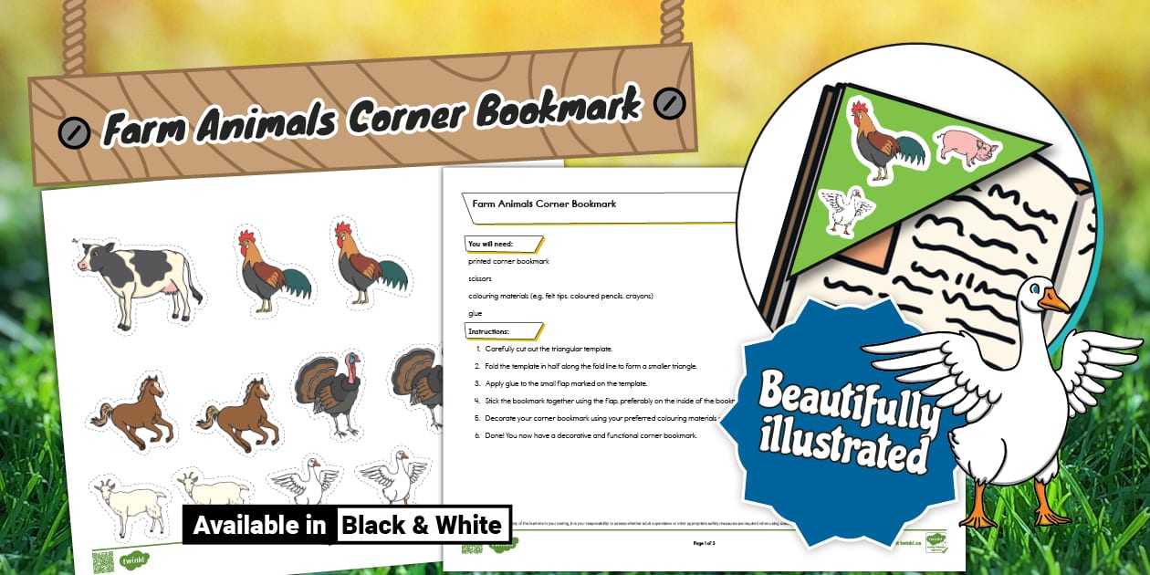 Farm Animals Corner Bookmark