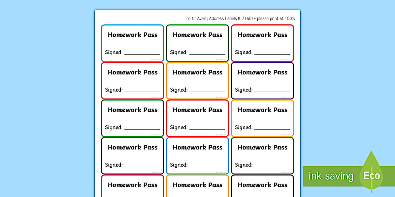 Editable Homework Pass Stickers (teacher made) - Twinkl