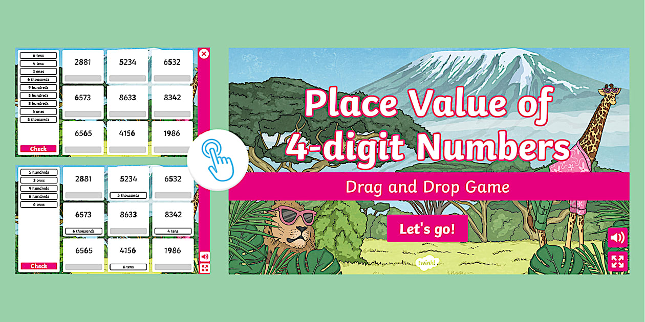 👉 Place Value of 4-Digit Numbers KS2 Maths Drag and Drop Game