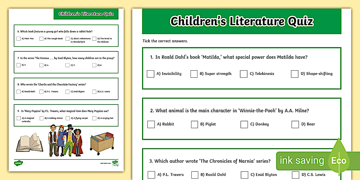 Children's Literature Paper Quiz (teacher made) - Twinkl
