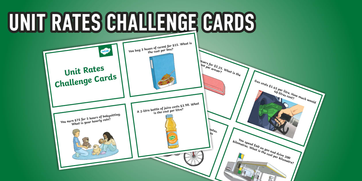 Unit Rates Challenge Cards - Math Task Cards