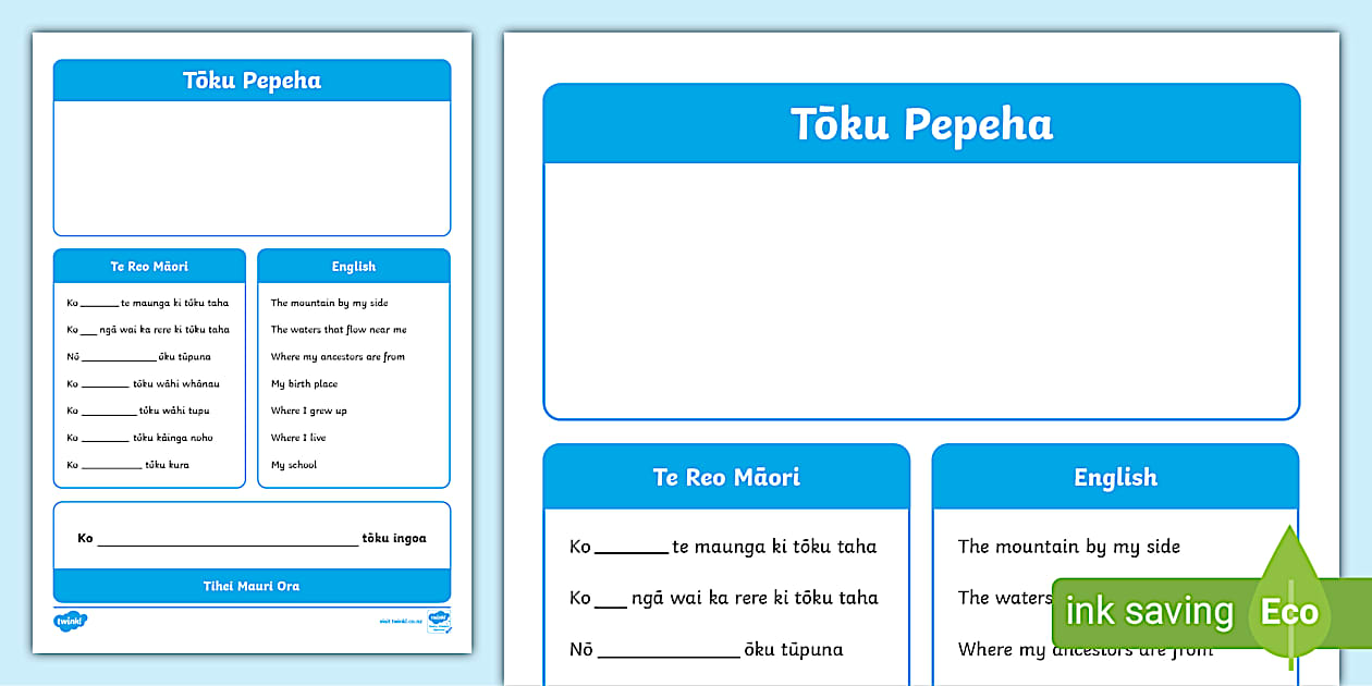 Alternative Pepeha and Mihimihi template (teacher made)
