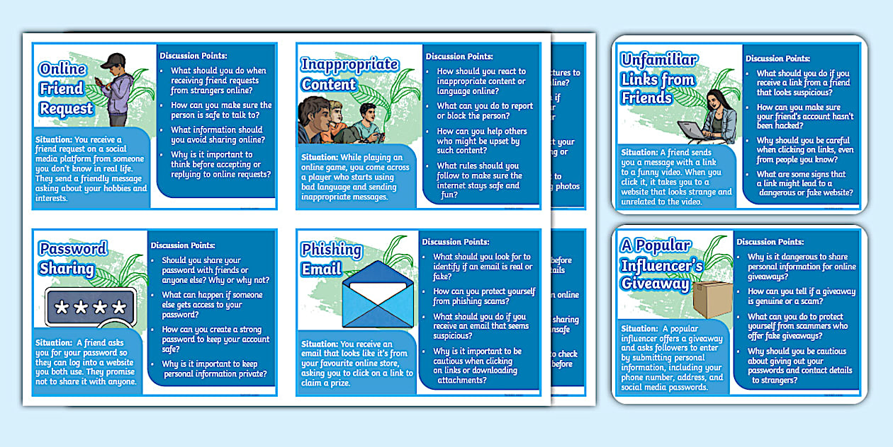 Digital Safety Discussion Cards (teacher made) - Twinkl