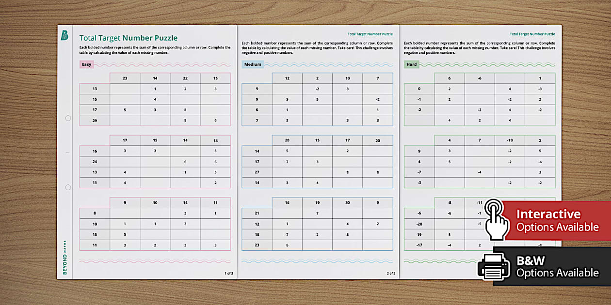 Total Target Number Puzzle (teacher made) - Twinkl