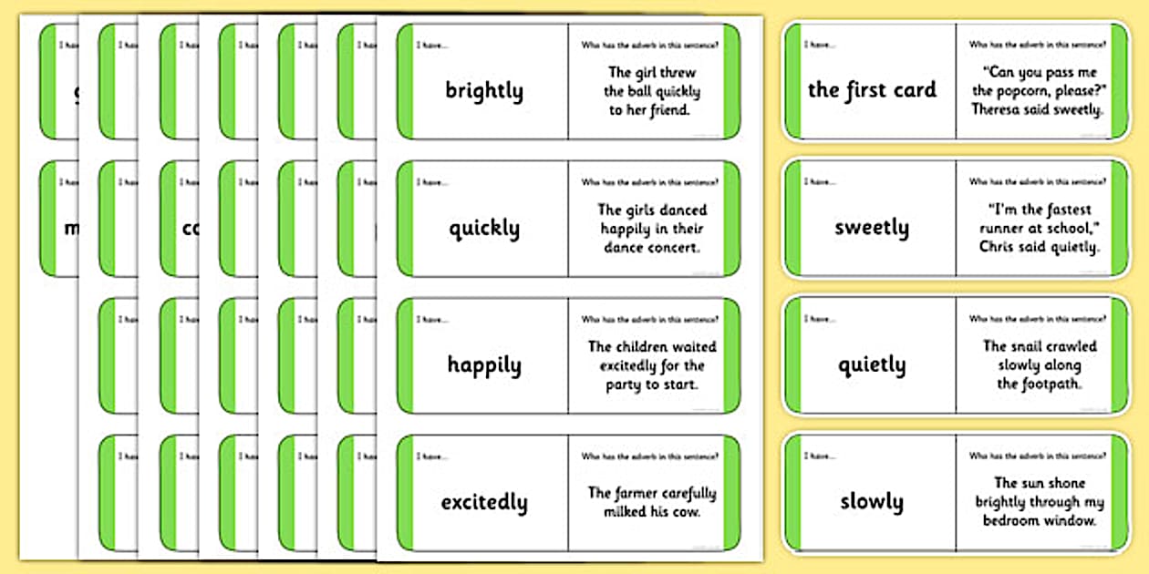 Black and White Australian Year 2 Adverbs Loop Cards