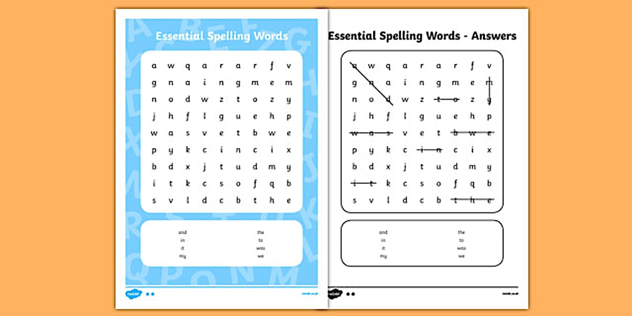 New Zealand List 1 Essential Spelling Word Search - Twinkl