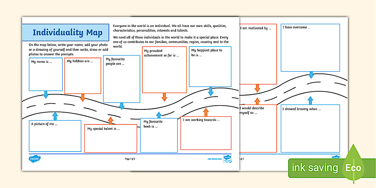 Individuality Worksheet - Individuality Map - Twinkl Life