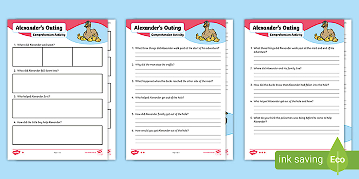 Alexander's Outing Differentiated Comprehension Activity