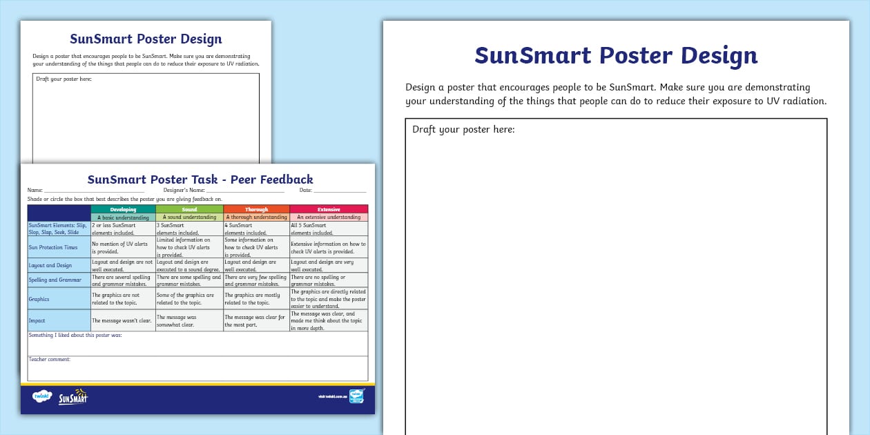 FREE! - SunSmart Poster Design Task with Peer Assessment Rubric