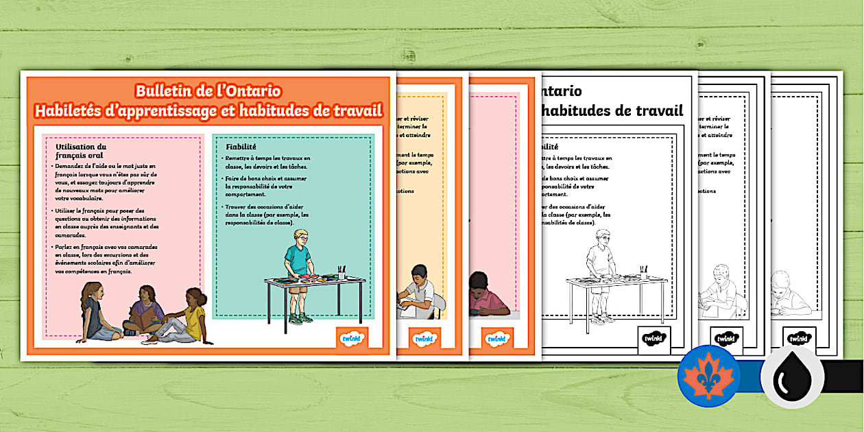 Ontario Learning Skills Grade 4-6 Poster Francophone