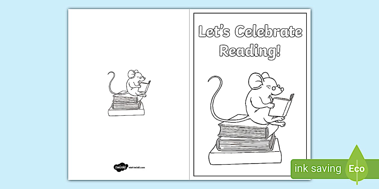 Let's Celebrate Reading: Library Mouse Card Colouring - KS1