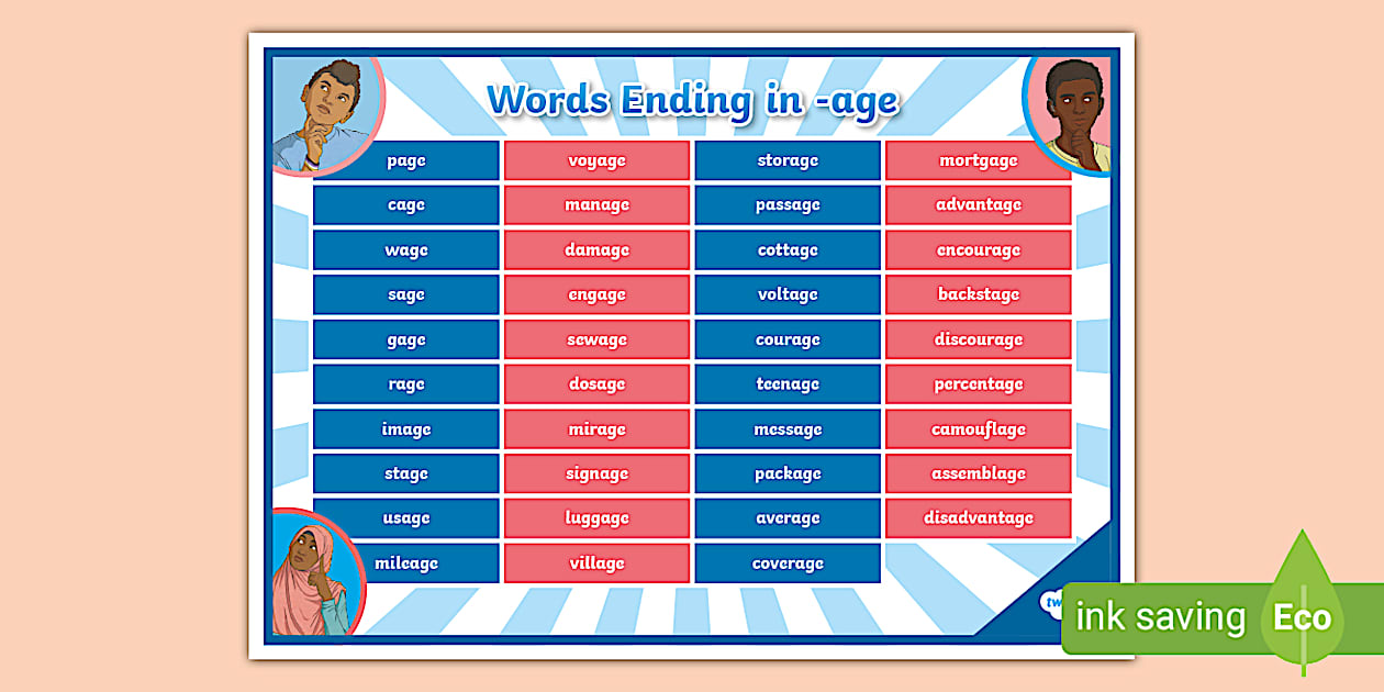 Words Ending in -age Word Mat (teacher made) - Twinkl