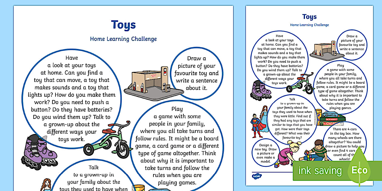 EYFS Toys Home Learning Challenges Reception FS2 - Twinkl