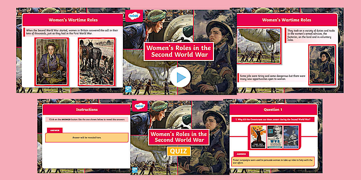 KS2 The Roles of Women in the WW2 PowerPoint and Quiz
