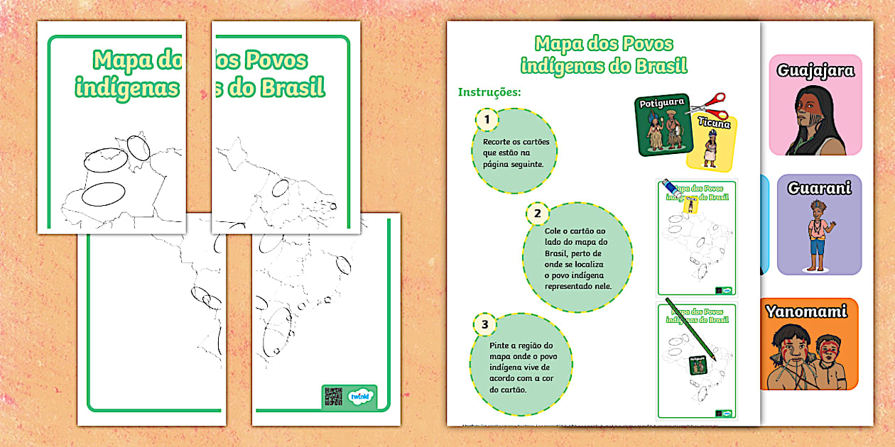 Recortar e colar - Mapa dos povos indígenas do Brasil