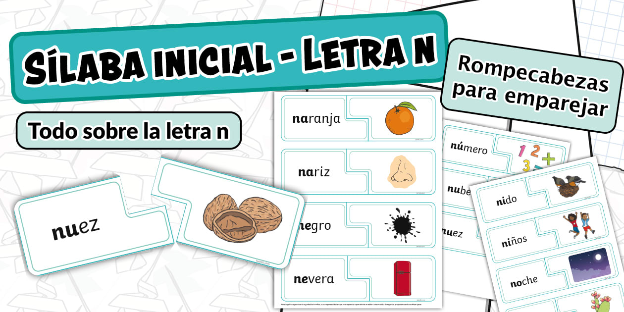 Rompecabezas para emparejar: Sílaba inicial - Letra n